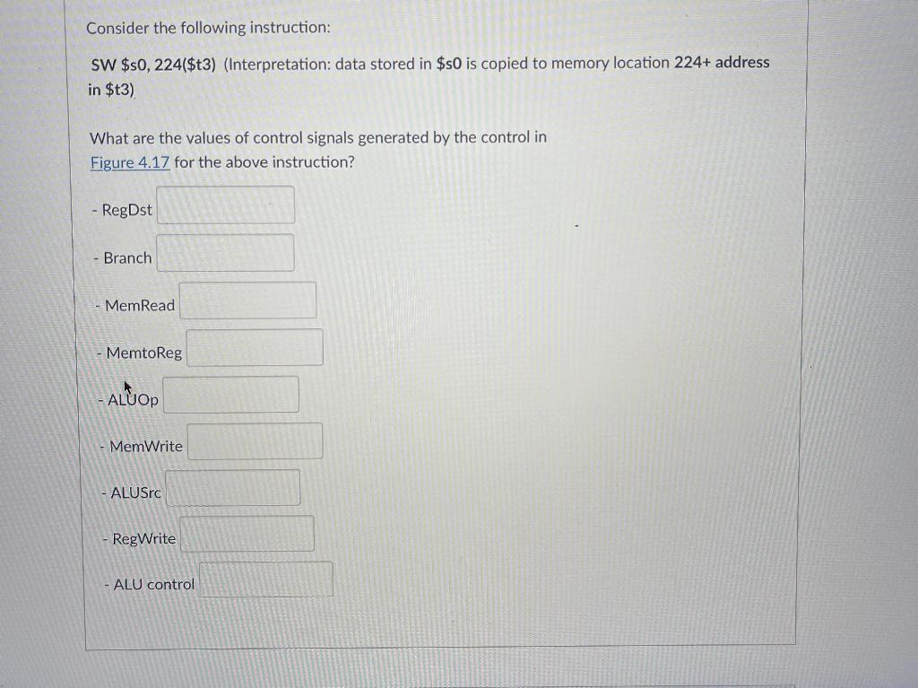 Solved Consider the following instruction: AND $50, $S1, $t3 | Chegg.com