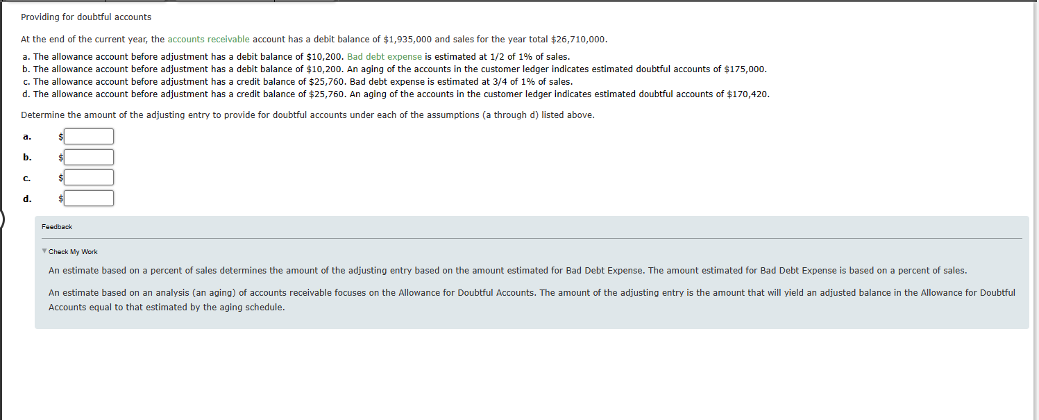 Solved Providing for doubtful accounts At the end of the | Chegg.com