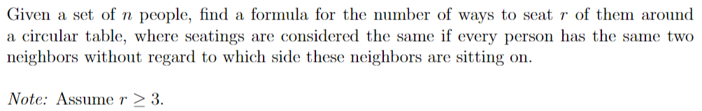 Solved Given a set of n people, find a formula for the | Chegg.com