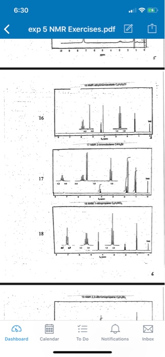 6:29 exp 5 NMR Exercises.pdf 团 也 1 1 of 8 Dashboard | Chegg.com