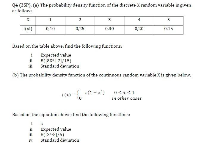 Solved Q4 (35P). (a) The probability density function of the | Chegg.com