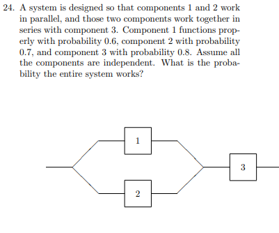 Solved 24. A system is designed so that components 1 and 2 | Chegg.com