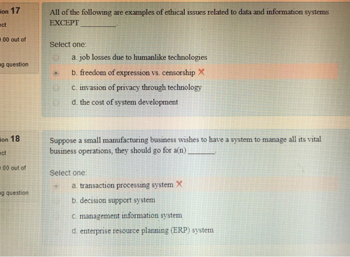 Solved All of the following are examples of ethical issues | Chegg.com