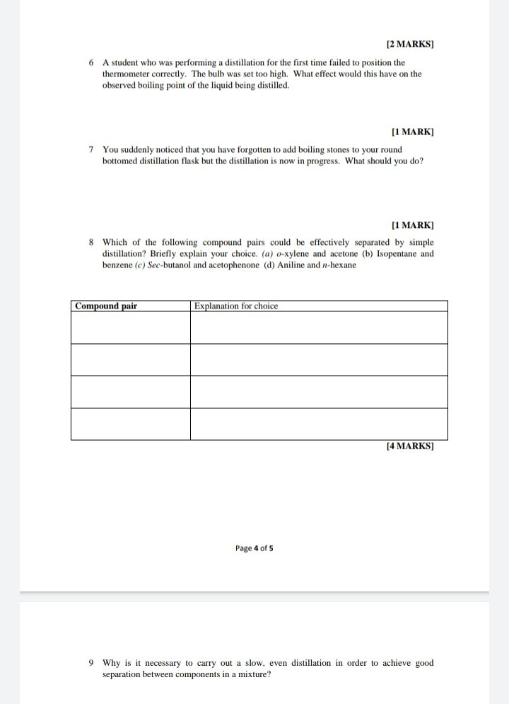 Solved [2 MARKS] 6 A student who was performing a | Chegg.com