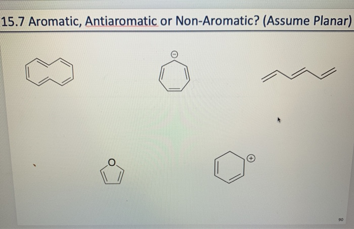 Solved 15.7 Aromatic, Antiaromatic or Non-Aromatic? (Assume | Chegg.com