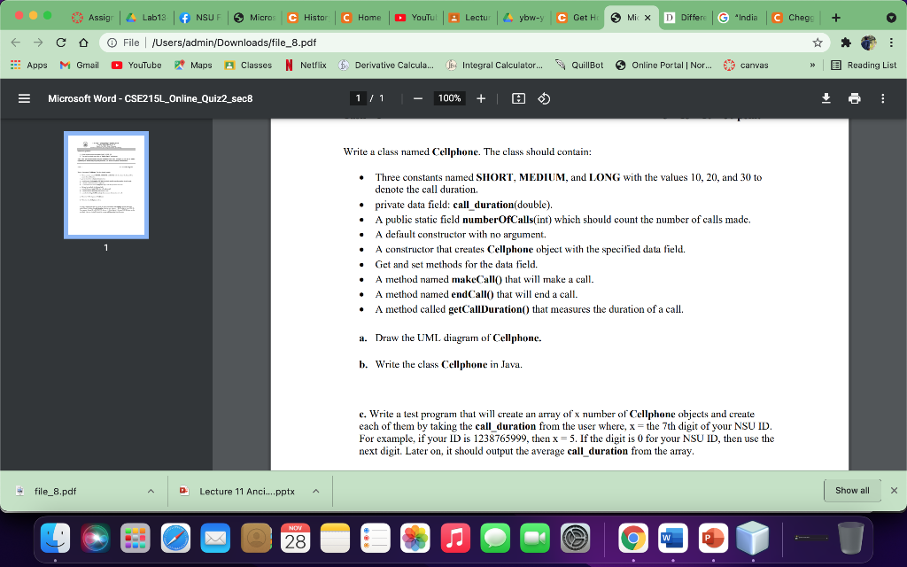 Solved Assig Lab13 f NSUF Micro C Histor C Home Youtul : | Chegg.com