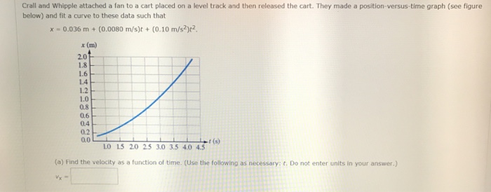 Solved Crall and Whipple attached a fan to a cart placed on | Chegg.com