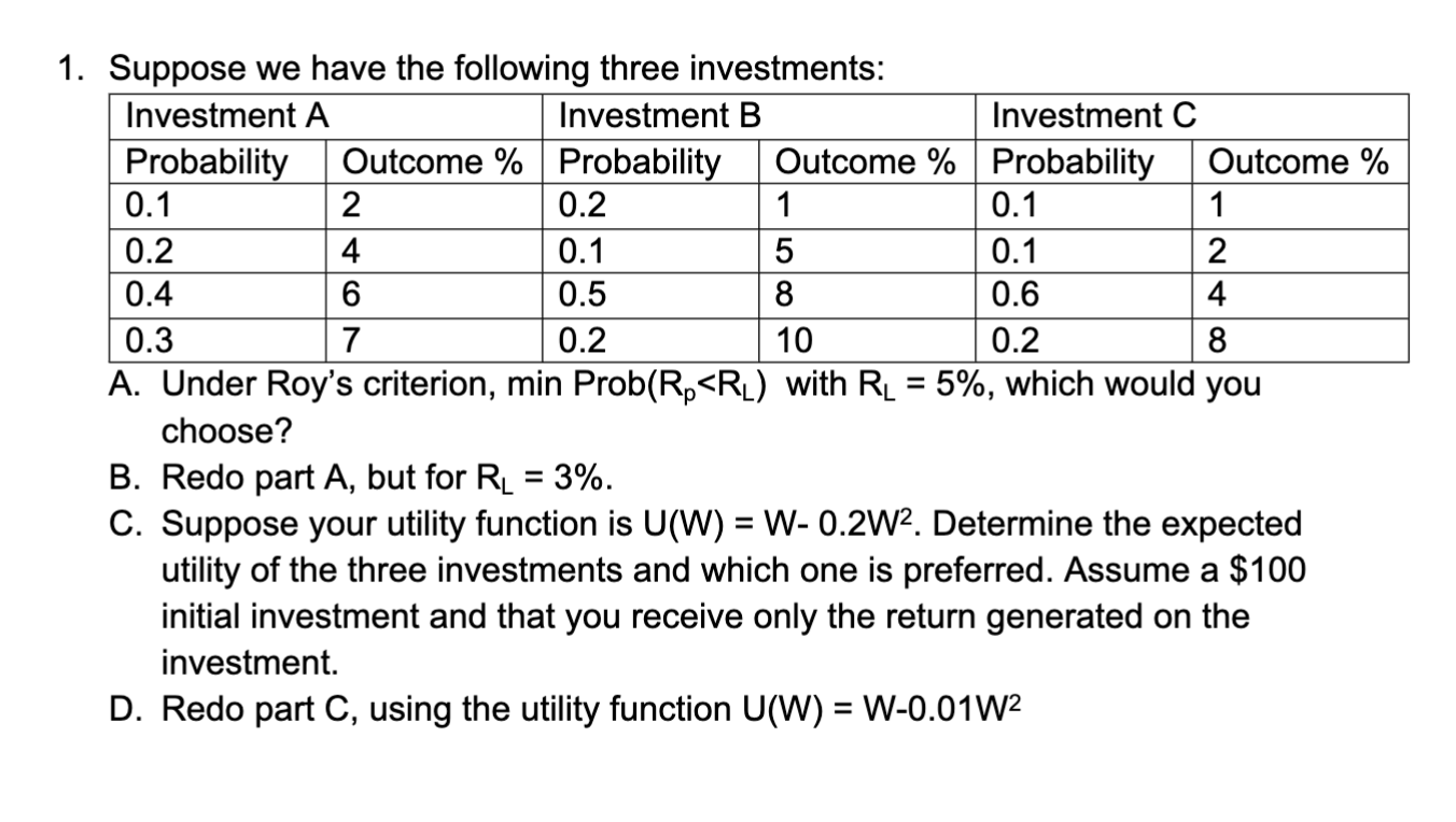 Solved Suppose we ﻿have the following three | Chegg.com