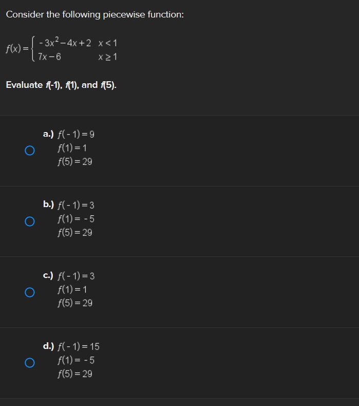 Solved Consider the following piecewise function: | Chegg.com