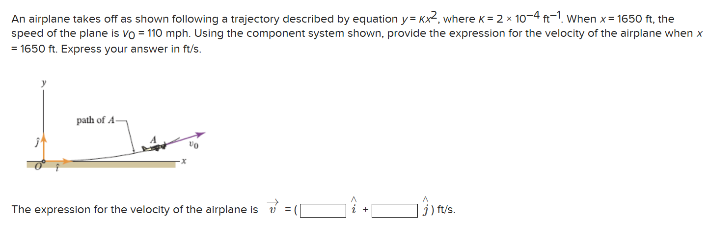 Solved An airplane takes off as shown following a trajectory | Chegg.com