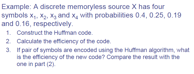 Solved Example A Discrete Memoryless Source X Has Four
