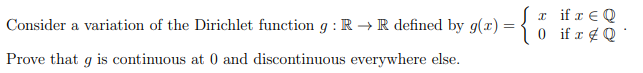 Solved 2 Consider a variation of the Dirichlet function g | Chegg.com