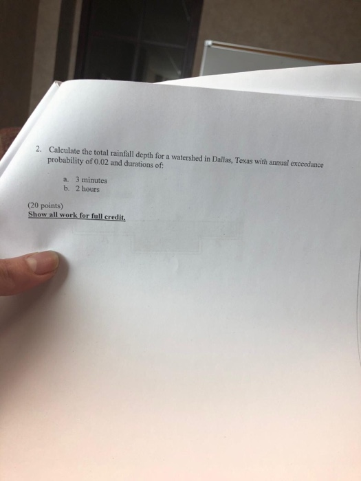Solved Calculate the total rainfall depth for a watershed in | Chegg.com