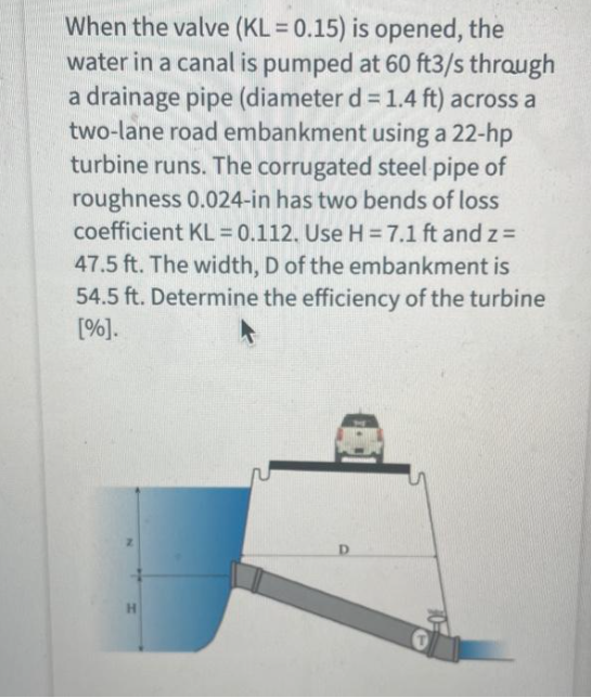 Solved When the valve (KL=0.15) is opened, the water in a | Chegg.com