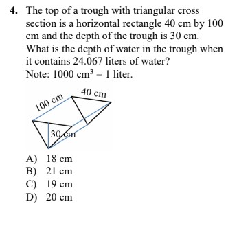 Solved 4. The top of a trough with triangular cross section | Chegg.com