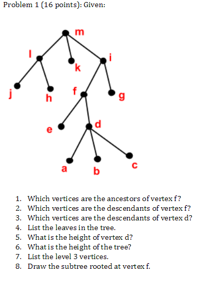 Solved Problem 1 (16 points): Given: a b 1. 2. 3. 4. 5. 6. | Chegg.com