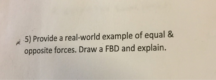 Solved Provide a real-world example of equal & opposite | Chegg.com