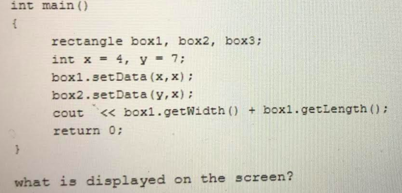 Solved After execution of the code fragment class rectangle | Chegg.com