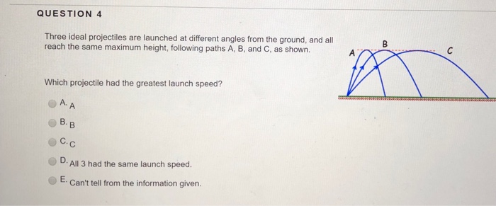 Solved Question 4 Three Ideal Projectiles Are Launched At