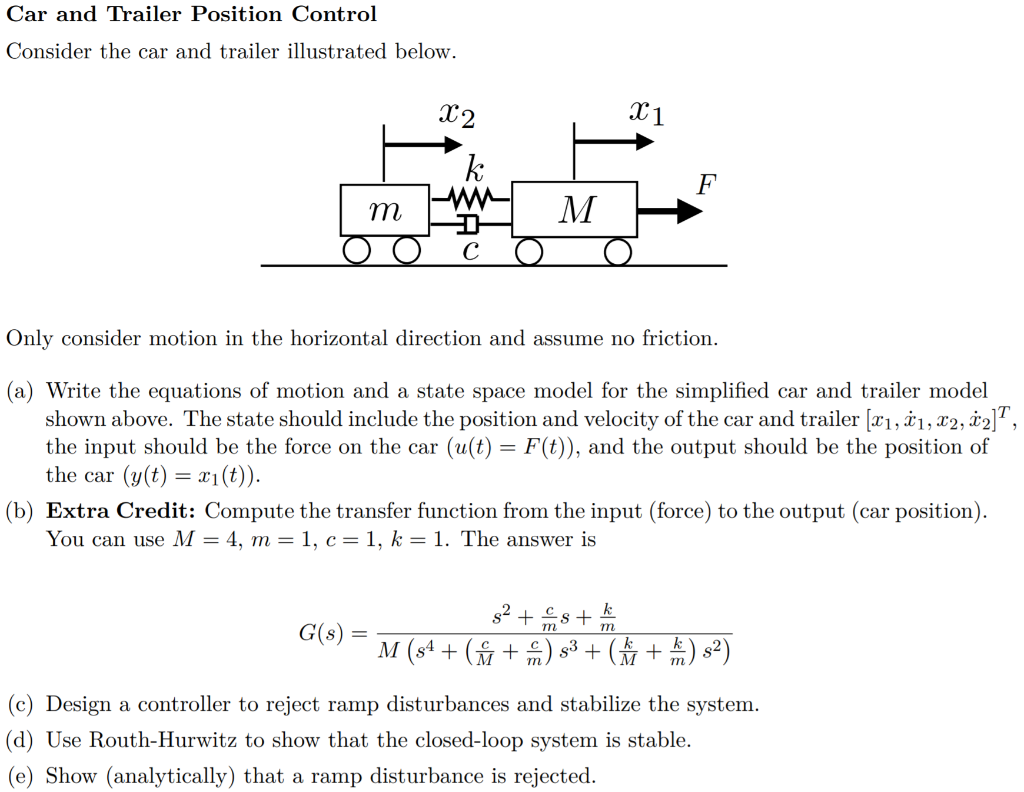 Car and Trailer Position Control Consider the car and | Chegg.com