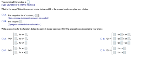 Solved Determine the domain and the range of the piecewise | Chegg.com