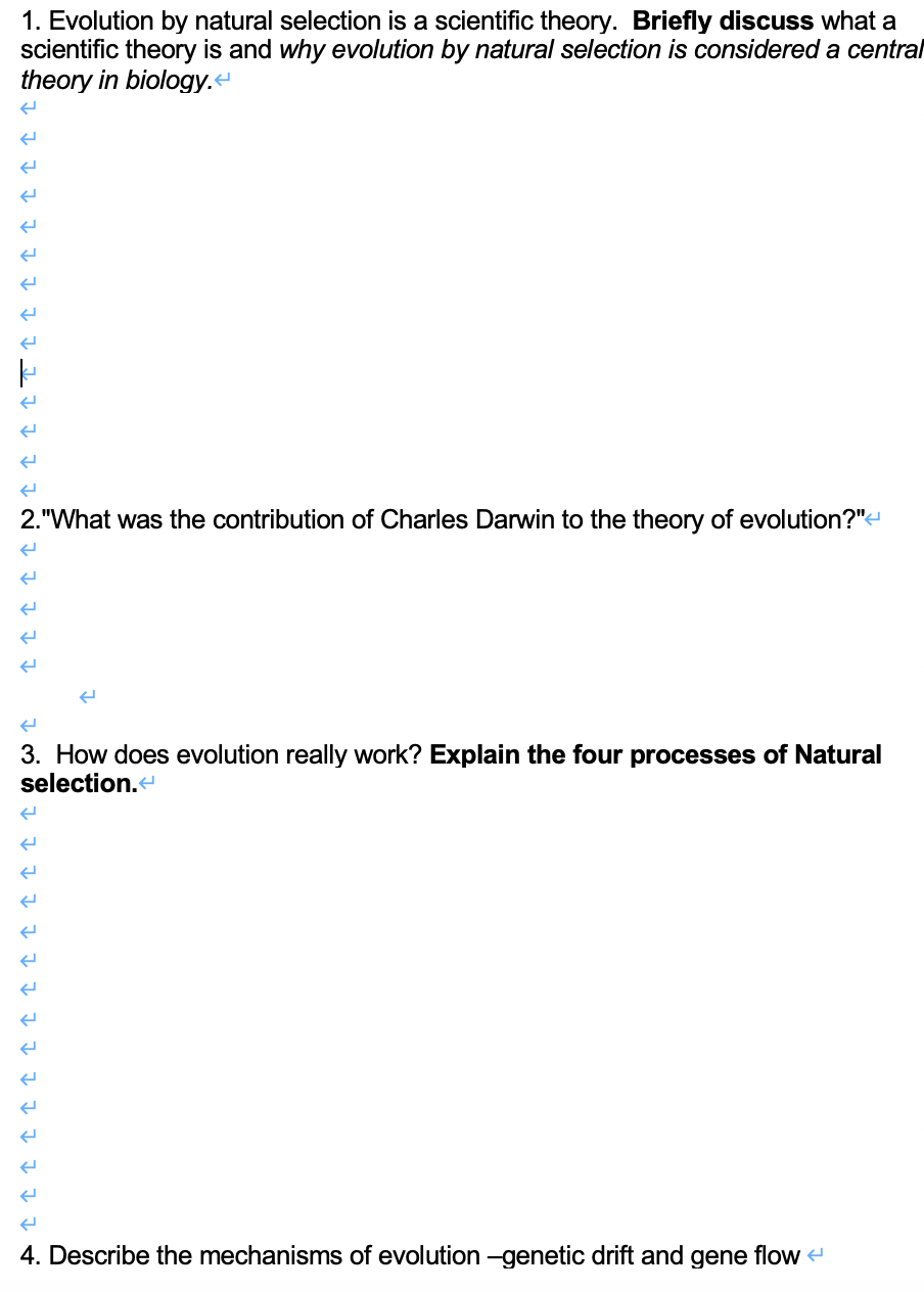 1. Evolution by natural selection is a scientific | Chegg.com