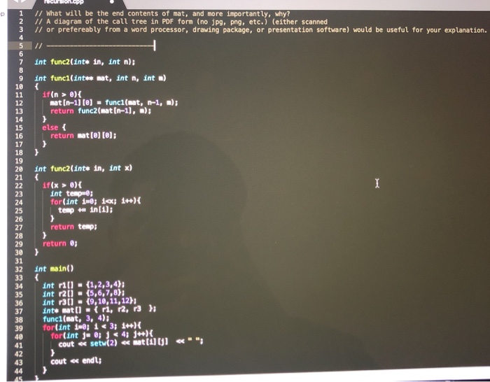 Solved 1 I/ What will be the end contents of mat, and more | Chegg.com