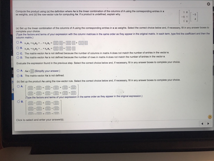 Solved Compute the product using (a) the definition where Ax | Chegg.com