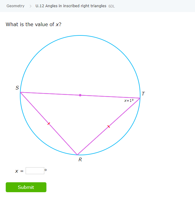 Solved Geometry > 0.12 Angles in inscribed right triangles | Chegg.com