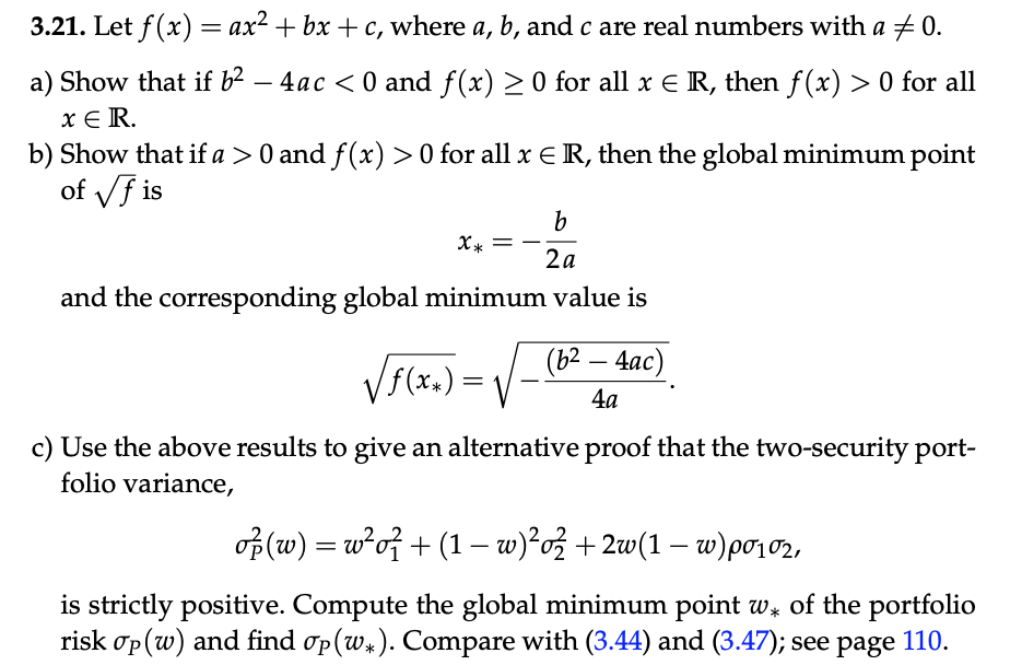 Solved 3.21. Let f(x) = ax2 + bx+c, where a, b, and c are | Chegg.com