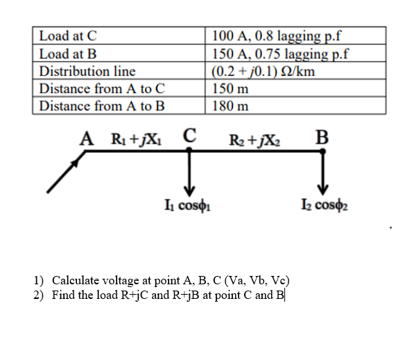 1) Calculate voltage at point A,B,C(Va,Vb,Vc) 2) Find | Chegg.com