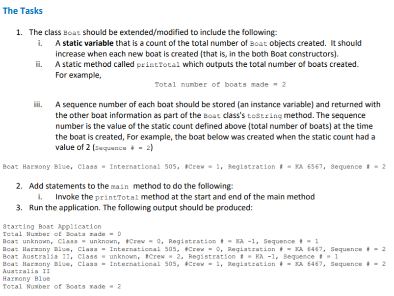 Solved GIVEN CODES *****Boat.java***** import | Chegg.com