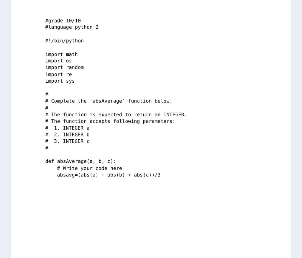 Solved \#grade 10/10 \#language python 2 \#!/bin/python | Chegg.com