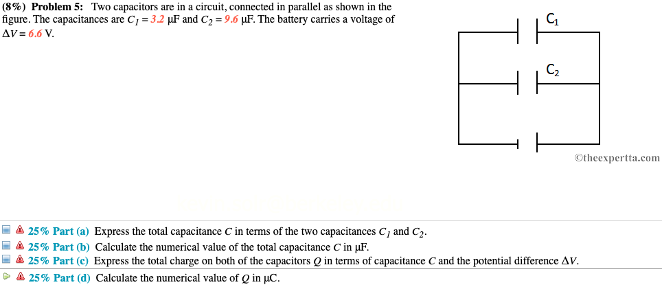 Solved 8 Problem 5 Two Capacitors Are In A Circuit C