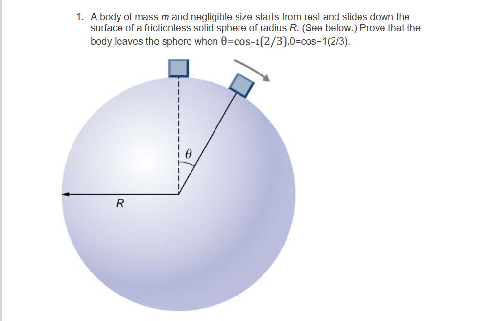 Solved A body of ﻿mass m ﻿and negligible size starts from | Chegg.com