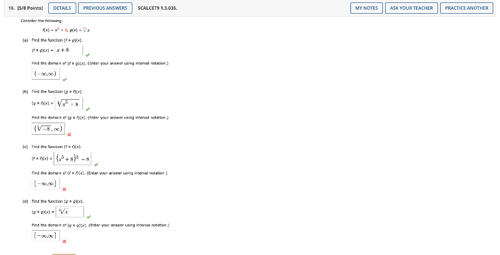 Solved 10. [5/8 Points] DETAILS PREVIOUS ANSWERS SCALCET9 | Chegg.com