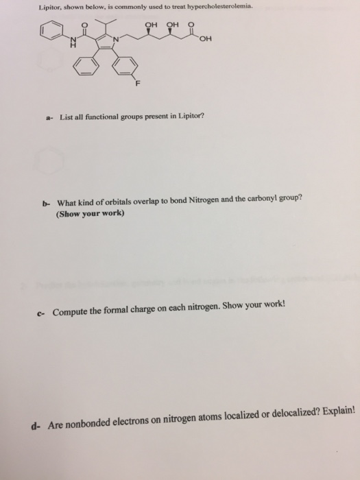 Solved Lipitor, shown below, is commonly used to treat | Chegg.com