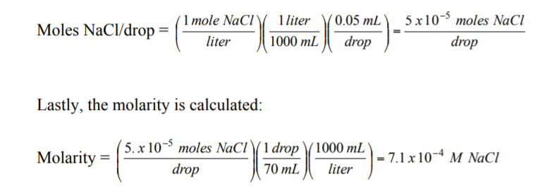 Solved Average volume per drop = (1.5 mL30 drops) = 0.05 ml | Chegg.com