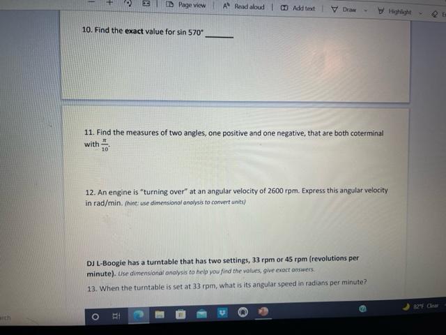 Solved T Page view A Read aloud Add text Draw Y Given that a | Chegg.com