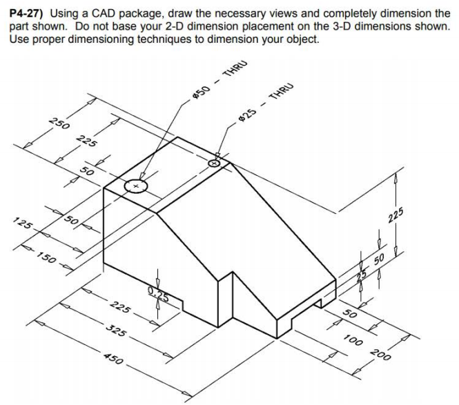 Solved P4-27) Using a CAD package, draw the necessary views | Chegg.com