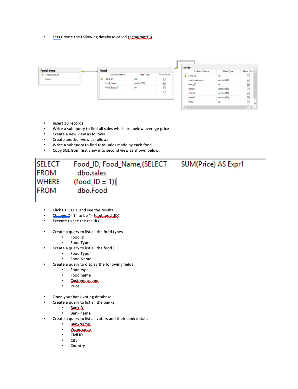 Solved Lets. Create the following database called | Chegg.com