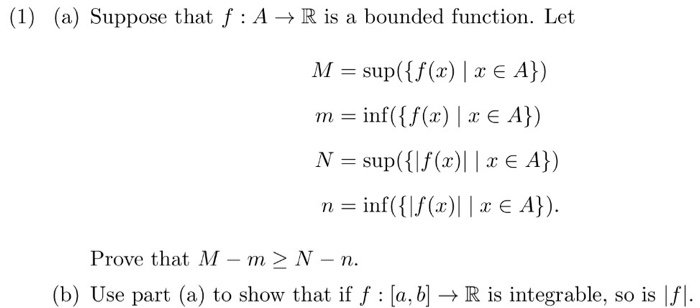 Solved (a) Suppose that f: A rightarrow R is a bounded | Chegg.com