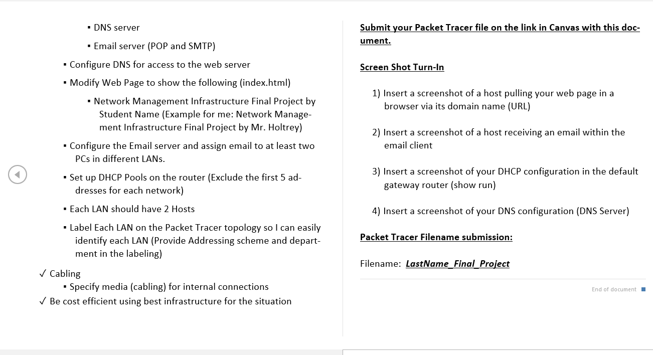 Solved IT 2035C Network Infrastructure Management Final | Chegg.com