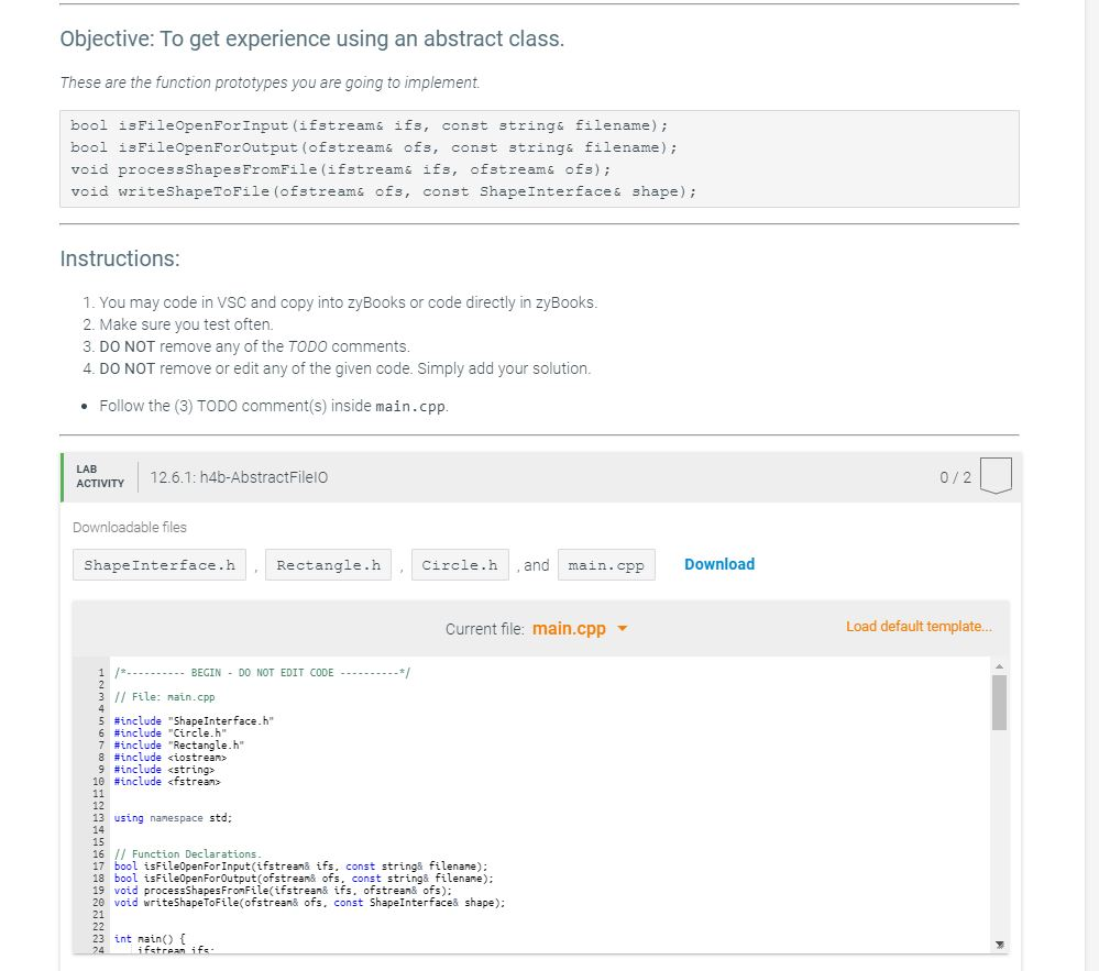 Solved // File: ShapeInterface.h #ifndef | Chegg.com