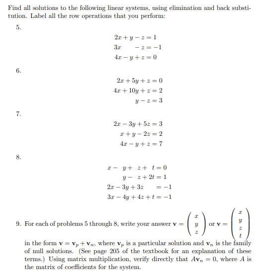 Solved Find all solutions to the following linear systems, | Chegg.com