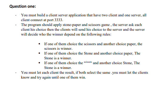 Solved Question one: You must build a client server | Chegg.com