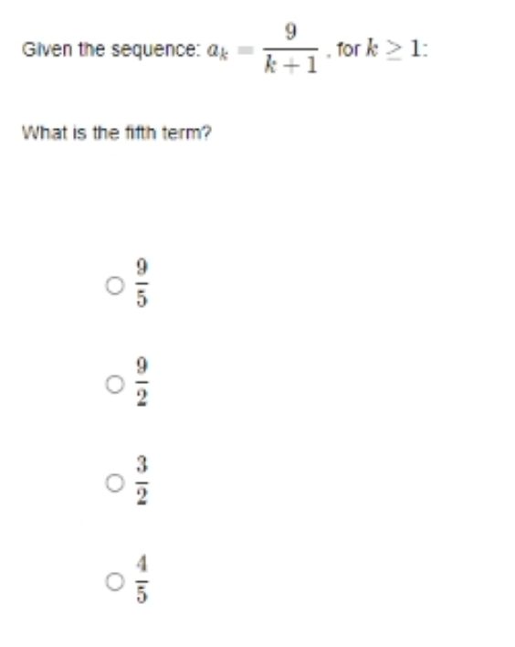 Solved Given the sequence: ak=k+19, for k≥1 : What is the | Chegg.com