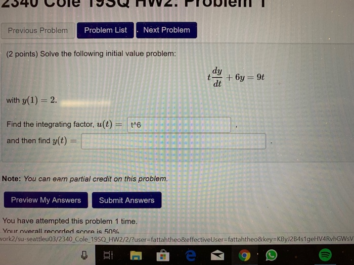 Solved Previous Problem Problem List. Next Problem (2 | Chegg.com