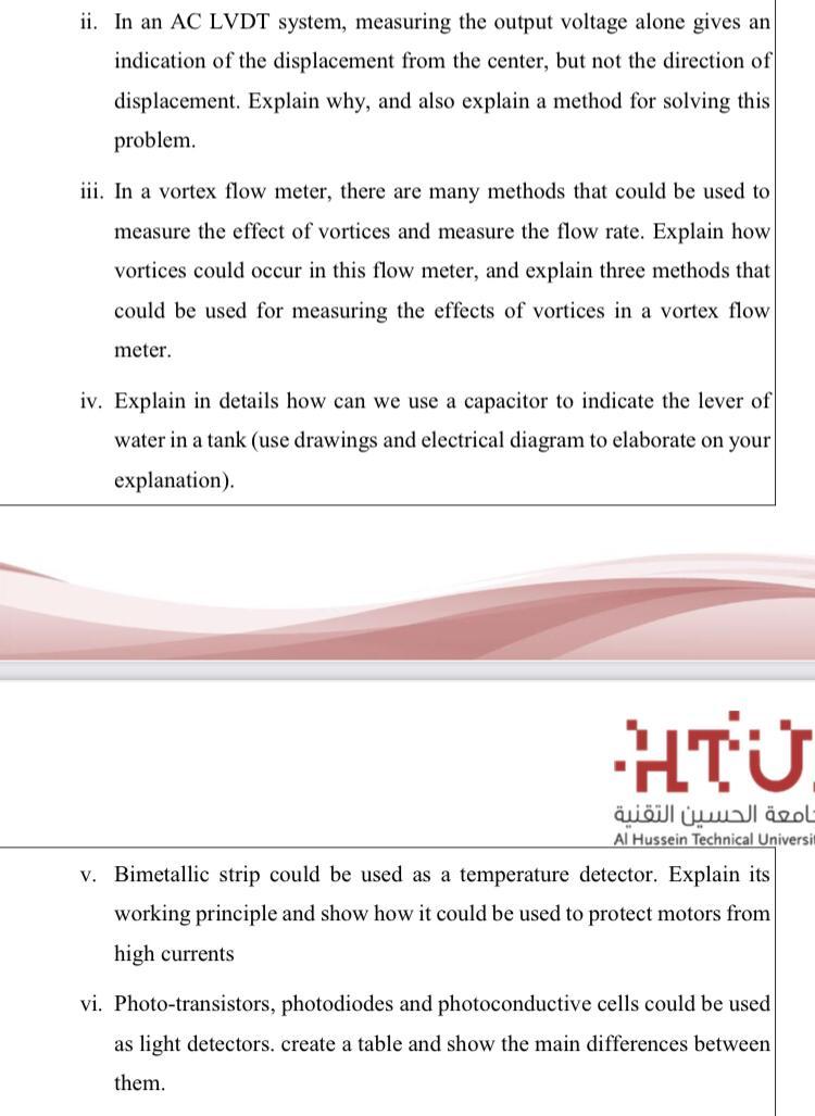 Solved ii. In an AC LVDT system, measuring the output | Chegg.com