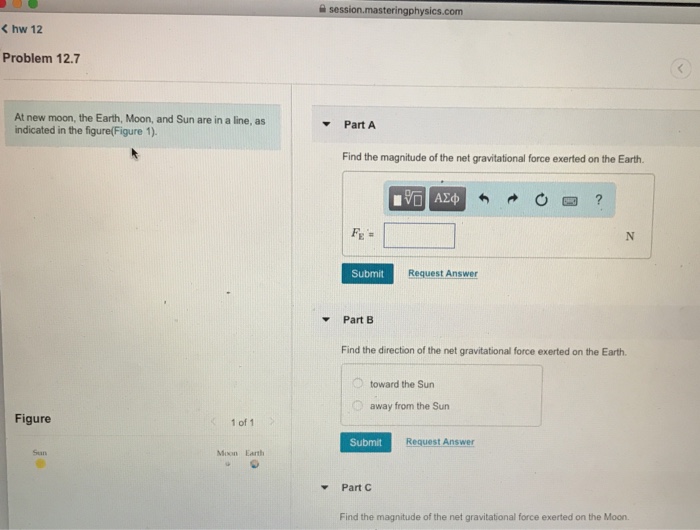 Solved session.masteri hw 12 Problem 12.7 At new moon, the | Chegg.com